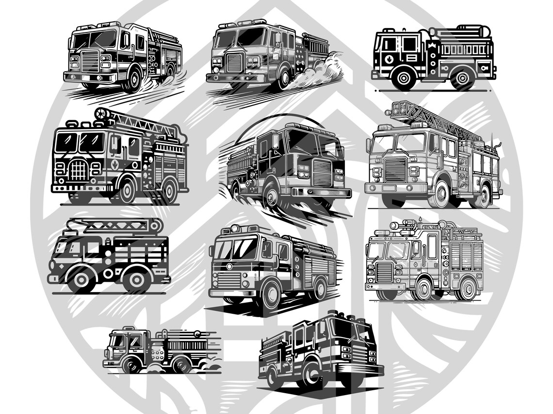 Fire Truck SVG, Fire Engine SVG Bundle, Fire Truck Vector, Firefighter ...