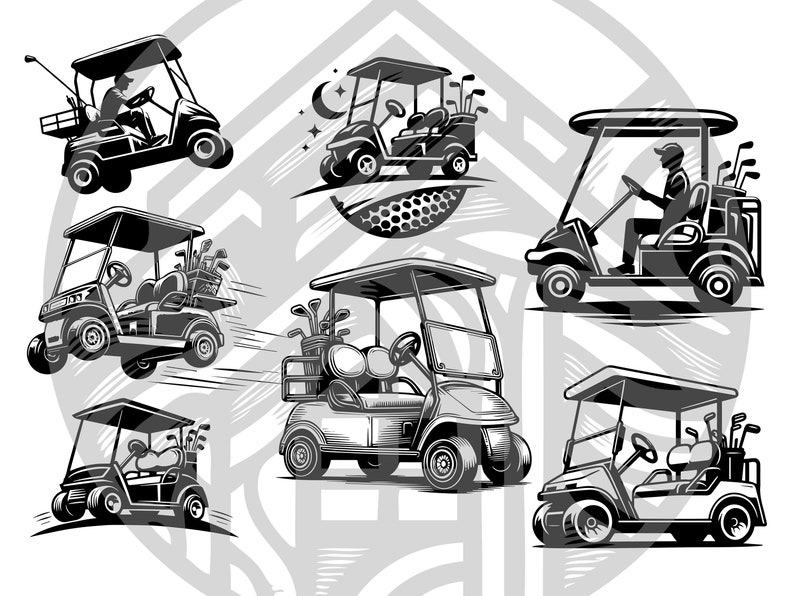 Golf Cart SVG, Golf Cart Clipart Bundle, Golf Cart Png Eps Dxf Svg ...