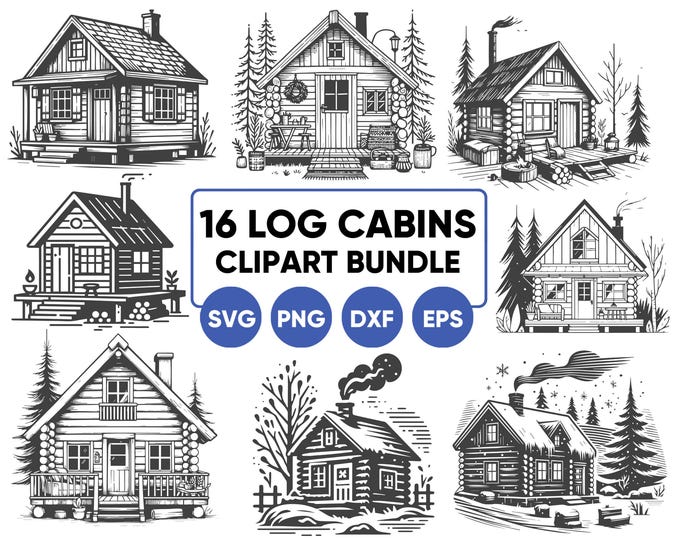 Log Cabin With Mountains Svg & PNG Files ,nature Silhouette Vector ...