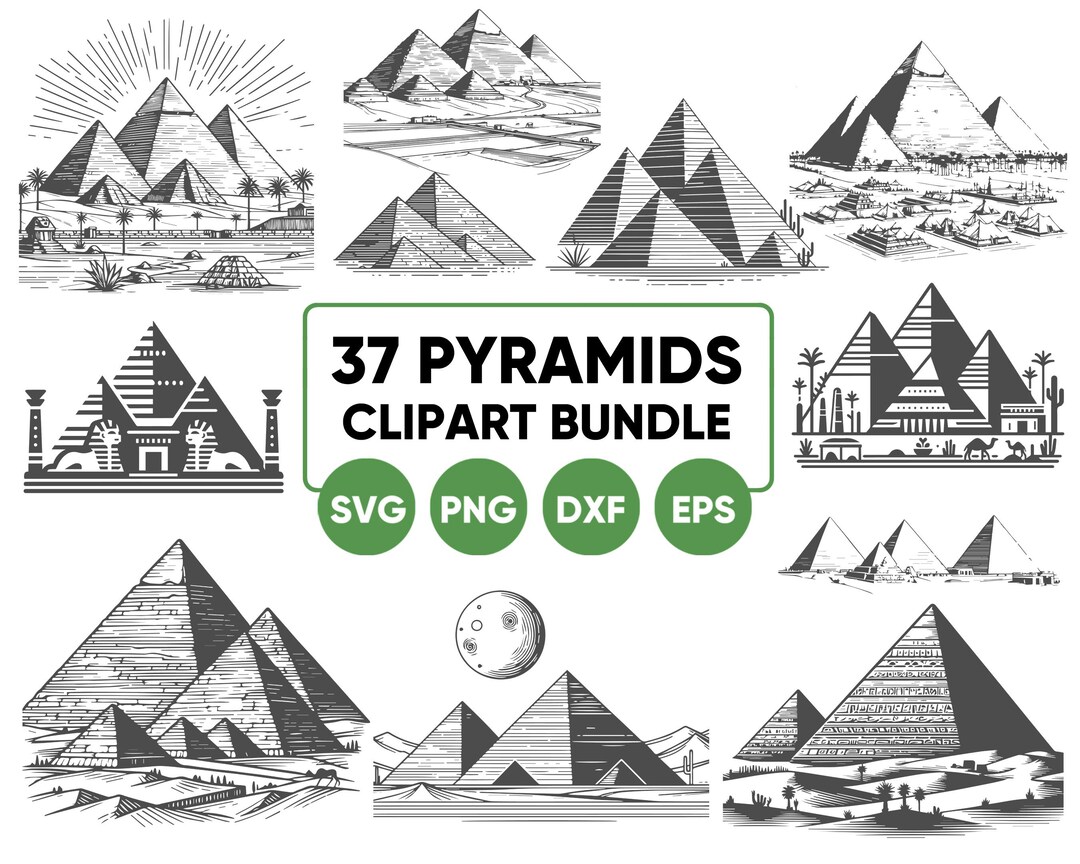37 Pyramids SVG Clipart Bundle, Pyramids Png Svg Eps Dxf, Egyptian SVG ...