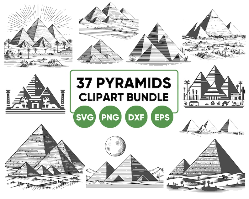 37 Pyramids SVG Clipart Bundle, Pyramids Png Svg Eps Dxf, Egyptian SVG ...
