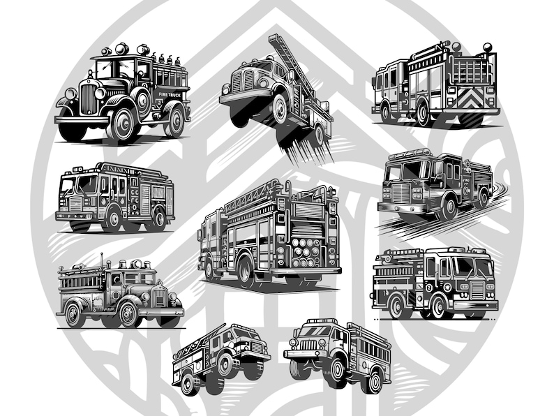 Fire Truck SVG, Fire Engine SVG Bundle, Fire Truck Vector, Firefighter ...