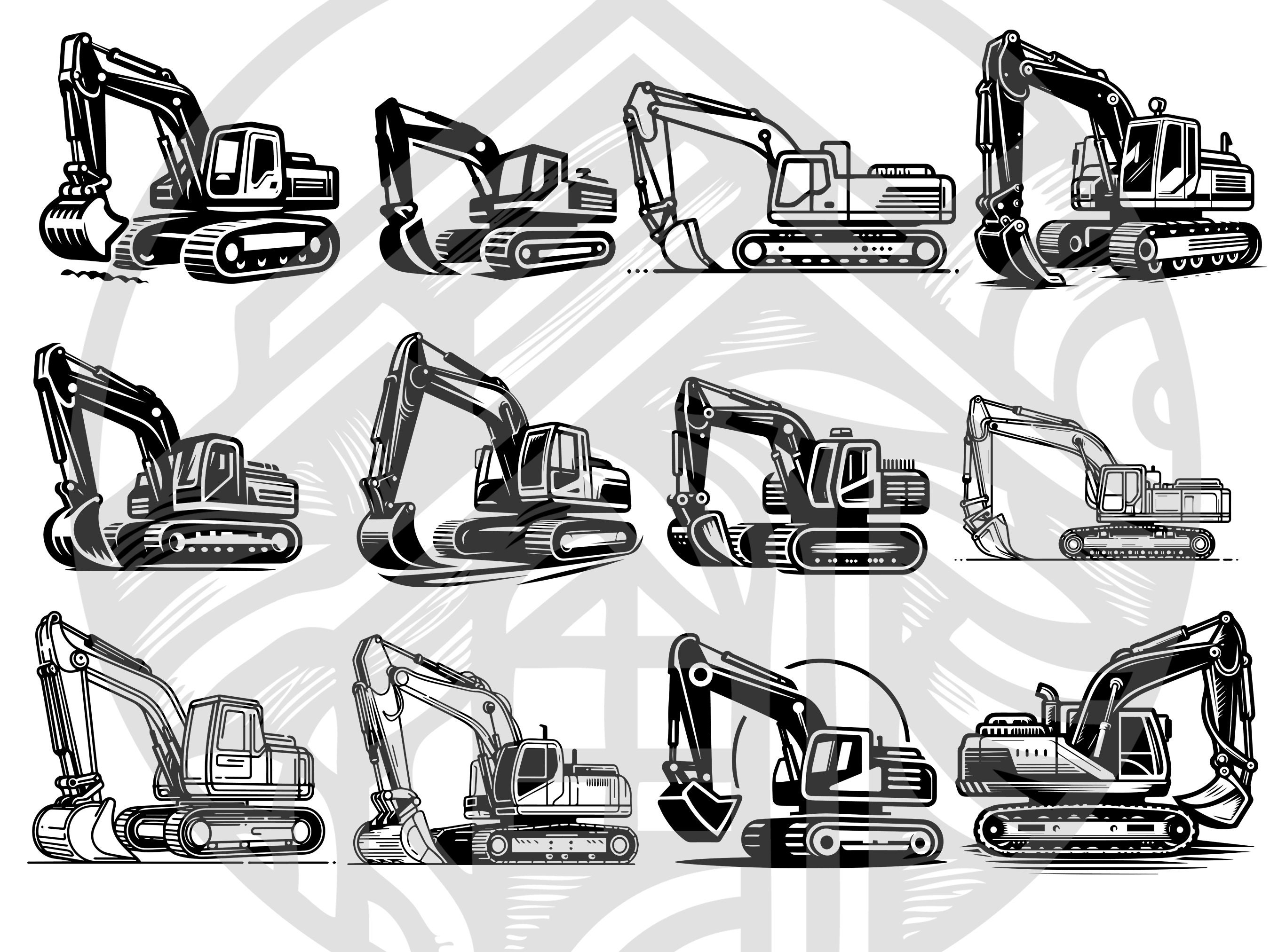 Excavator Clipart Bundle, Excavator SVG, Construction Clipart, Digger ...
