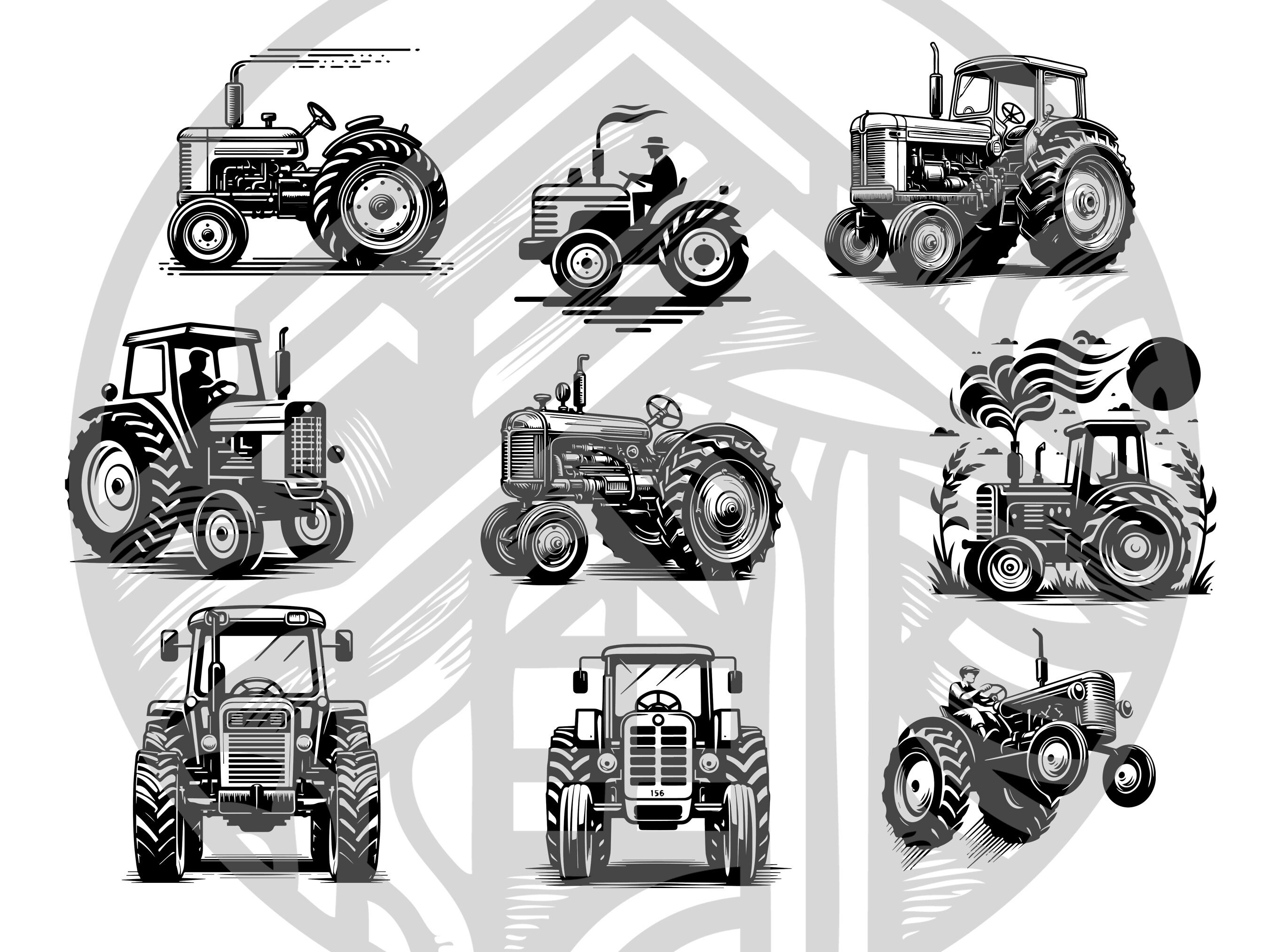 Tractor Clip Art Bundle, Tractor SVG, Farm Life SVG, Farm Tractor ...