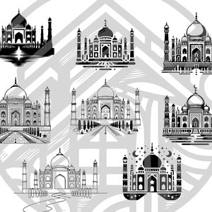 15 Taj Mahal SVG Clipart Bundle, Taj Mahal Png Svg Eps Dxf, Taj Mahal ...