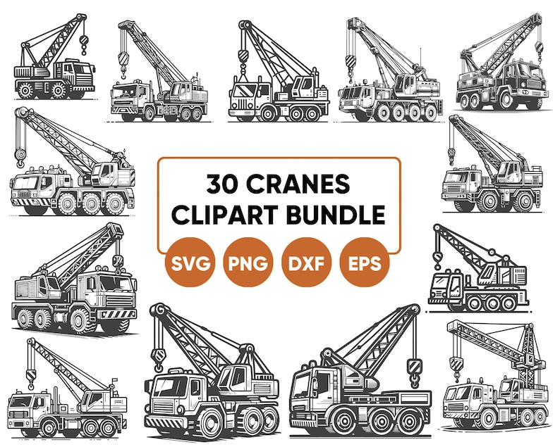 Crane SVG, Crane Clipart, Construction Clipart, Svg Png Eps Dxf, Crane ...