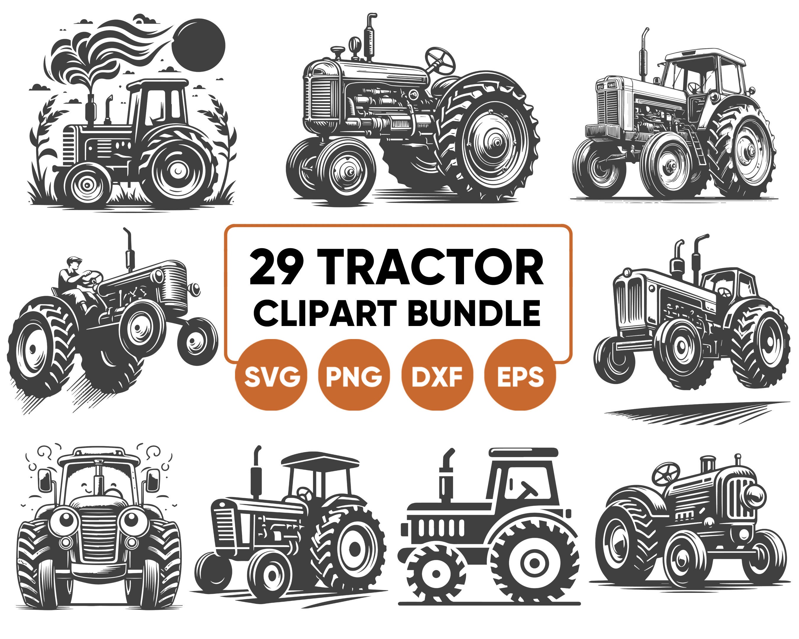 Tractor Clip Art Bundle, Tractor SVG, Farm Life SVG, Farm Tractor ...