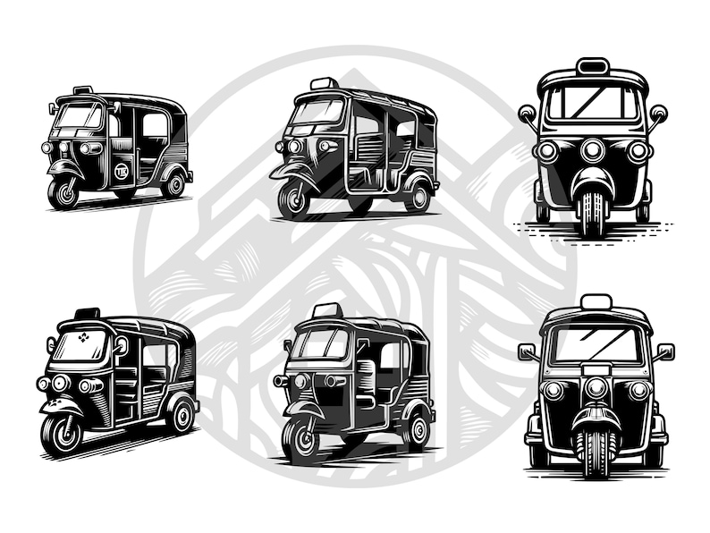 Tuk Tuk SVG Clipart Bundle, India Rickshaw PNG, Tuk Tuk Vector Bundle ...