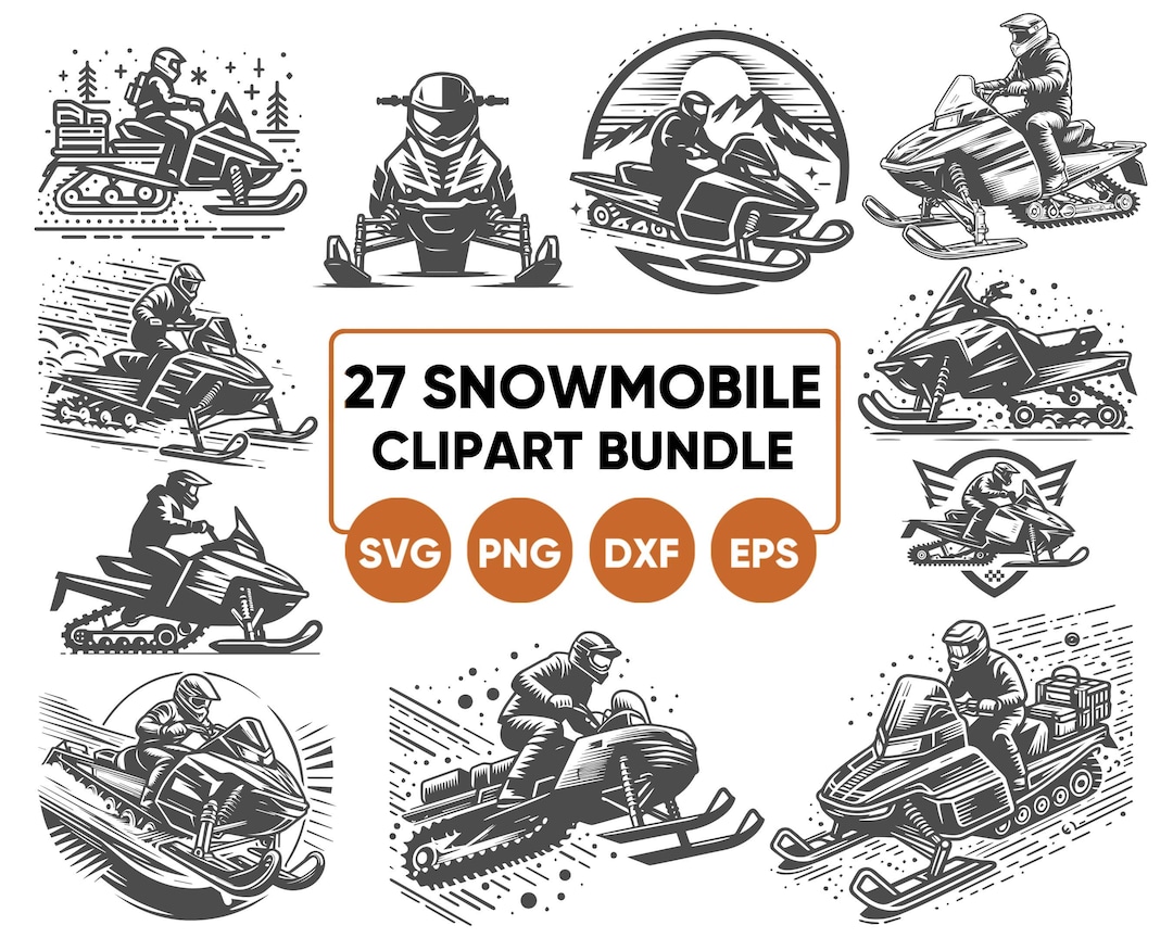 Snowmobile SVG Clipart Bundle, Snowmobile Rider PNG, Winter Sport SVG ...