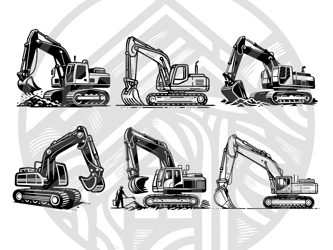 Excavator Clipart Bundle, Excavator SVG, Construction Clipart, Digger ...