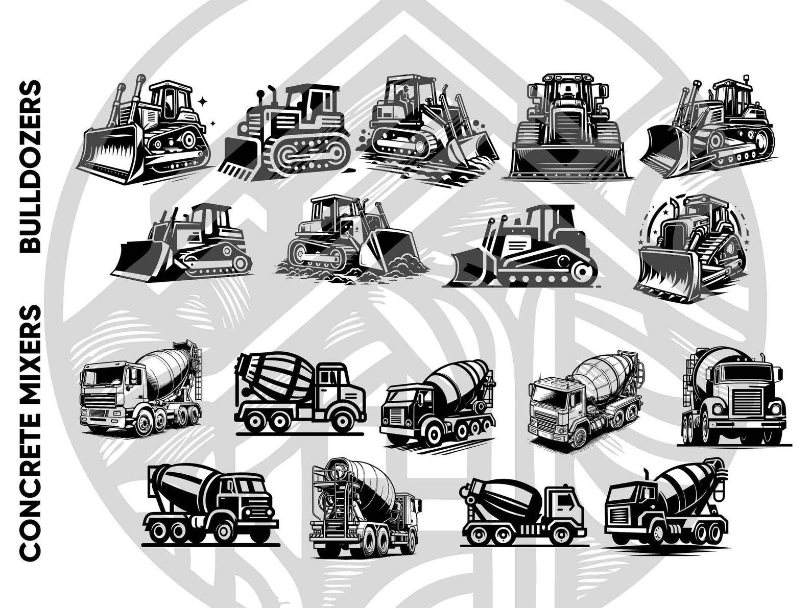 Construction Vehicles SVG Bundle: 81 Heavy Vehicles Clipart, Building ...