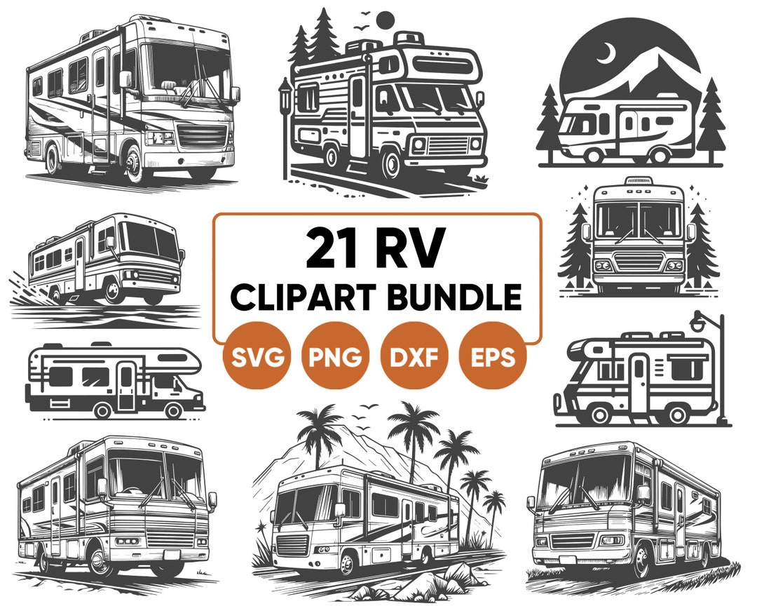 RV SVG Bundle, Motorhome Svg, Camper Svg, Travel Trailer SVG, Camping ...