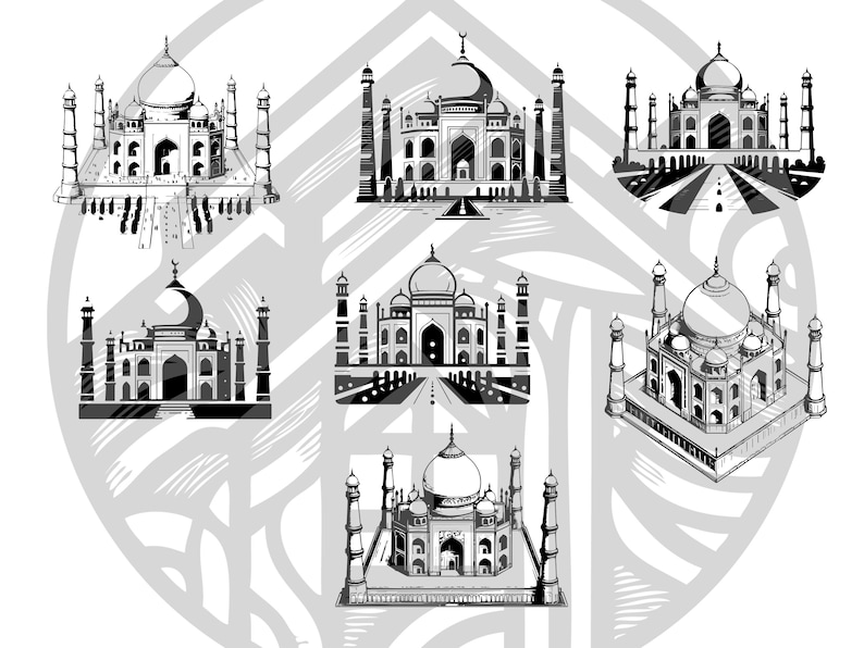 15 Taj Mahal SVG Clipart Bundle, Taj Mahal Png Svg Eps Dxf, Taj Mahal ...