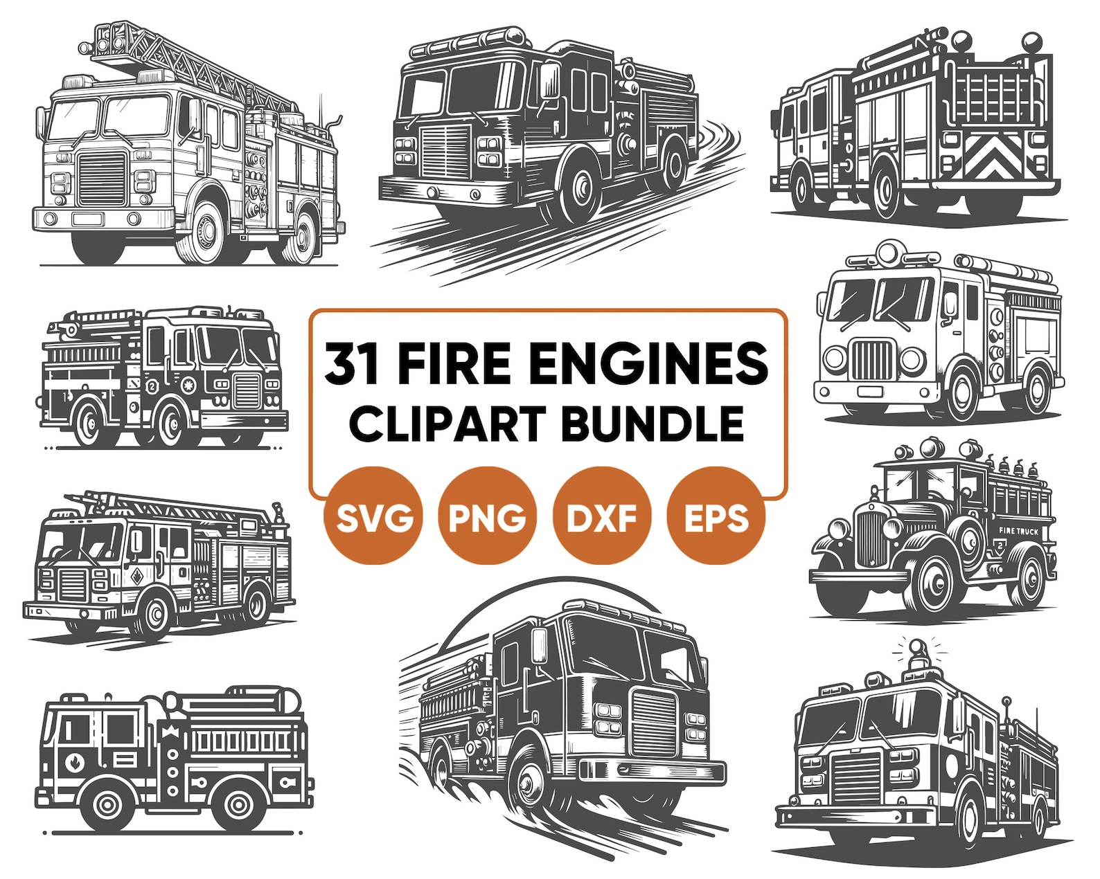 Fire Truck SVG, Fire Engine SVG Bundle, Fire Truck Vector, Firefighter ...