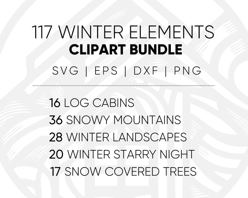 117 Winter Elements Clipart Bundle Svg Png Eps Dxf, Snowy Mountains ...