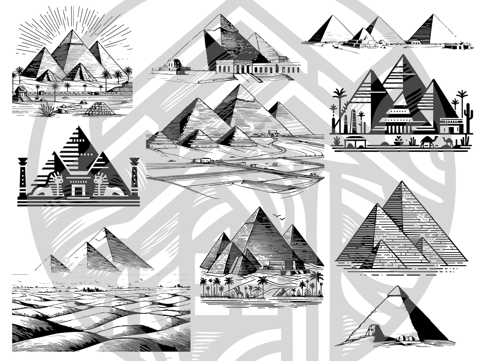 Pyramids SVG Bundle – Egyptian Landmark Silhouettes, Wonders of the ...