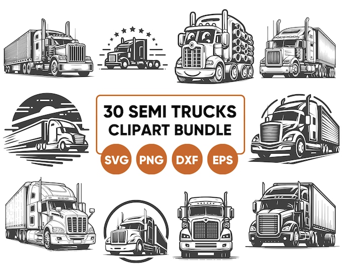 Semi Truck Svg Graphic, Semi Rig Truck Vector Clip Art, 18 Wheeler Mug ...