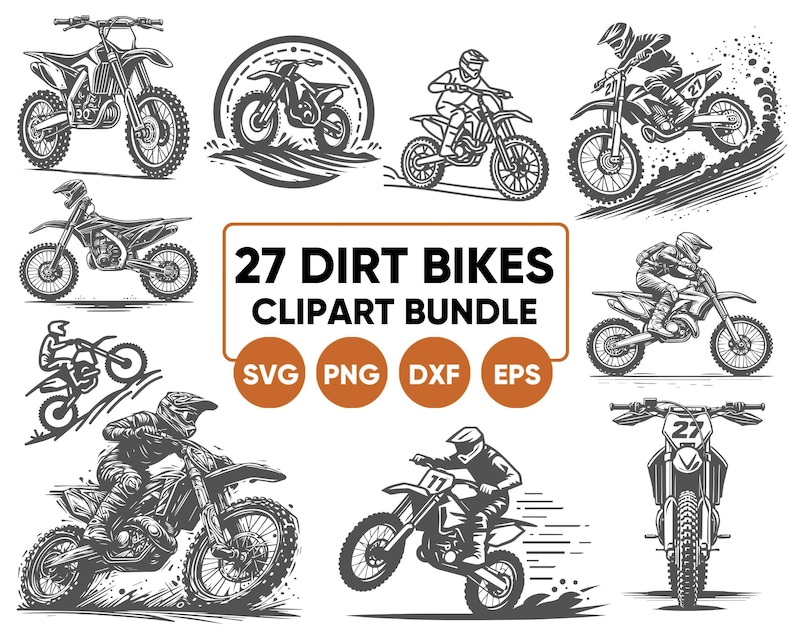 Motocross SVG, off Road Motorcycle Clipart, Dirt Bike Clipart Bundle ...