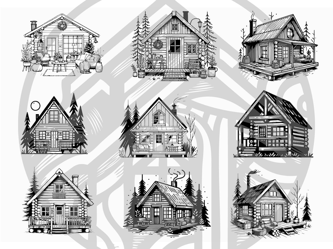 Log Cabin SVG Bundle, Wood Cabin Svg Png Dxf Eps, Mountain House Svg ...