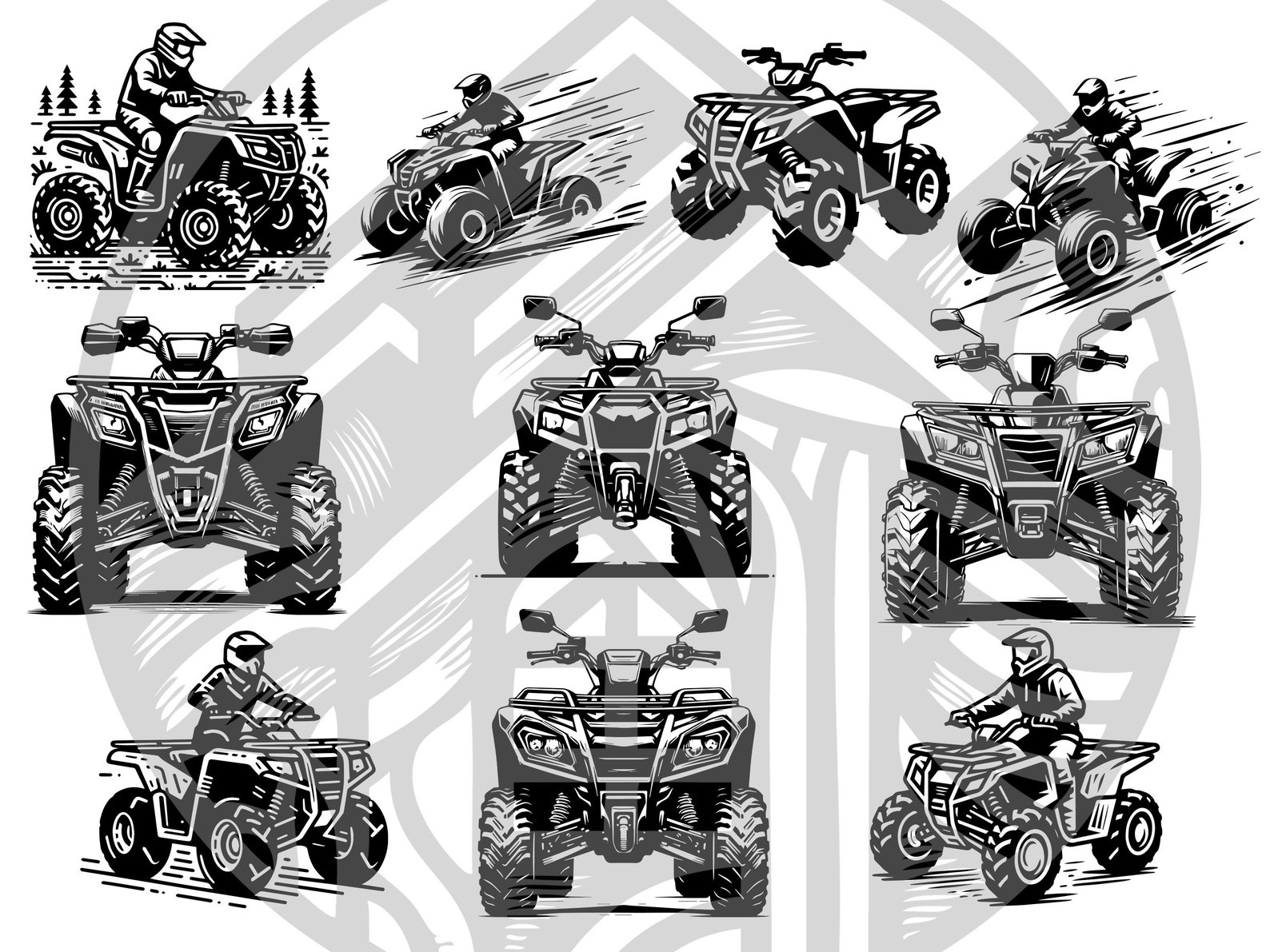 ATV Clipart Bundle, ATV Vector Art, ATV Vehicle Svg, Atv Png, Offroad ...