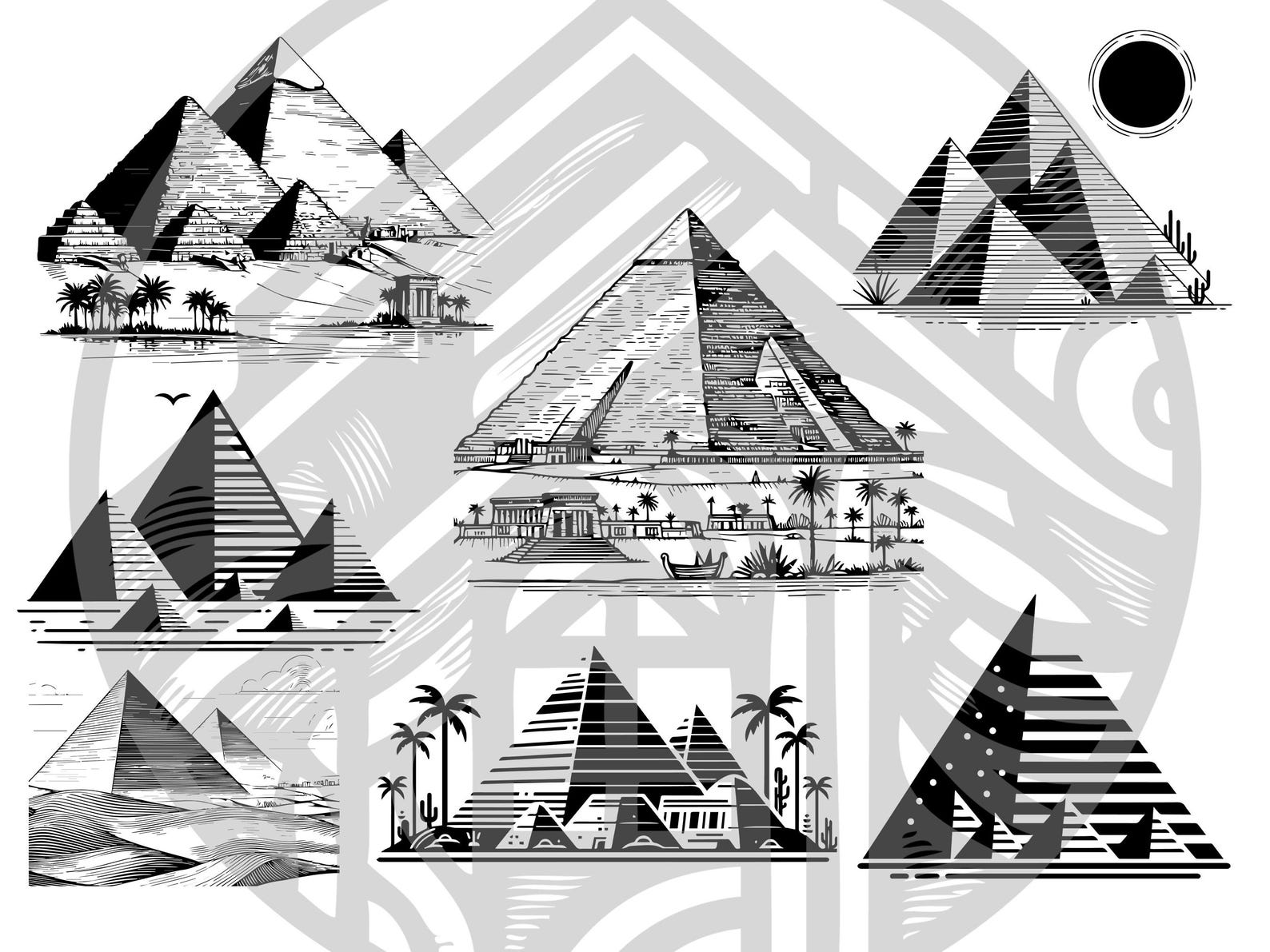 Pyramids SVG Bundle – Egyptian Landmark Silhouettes, Wonders of the ...