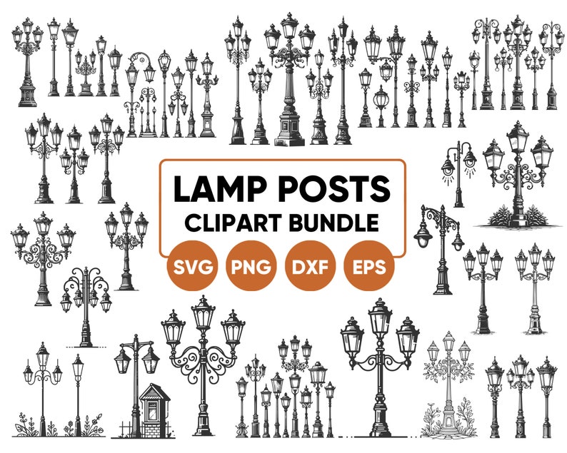 Street Lamp Clipart, Lamp Post Clipart, Street Lamp SVG, Svg Png Eps ...