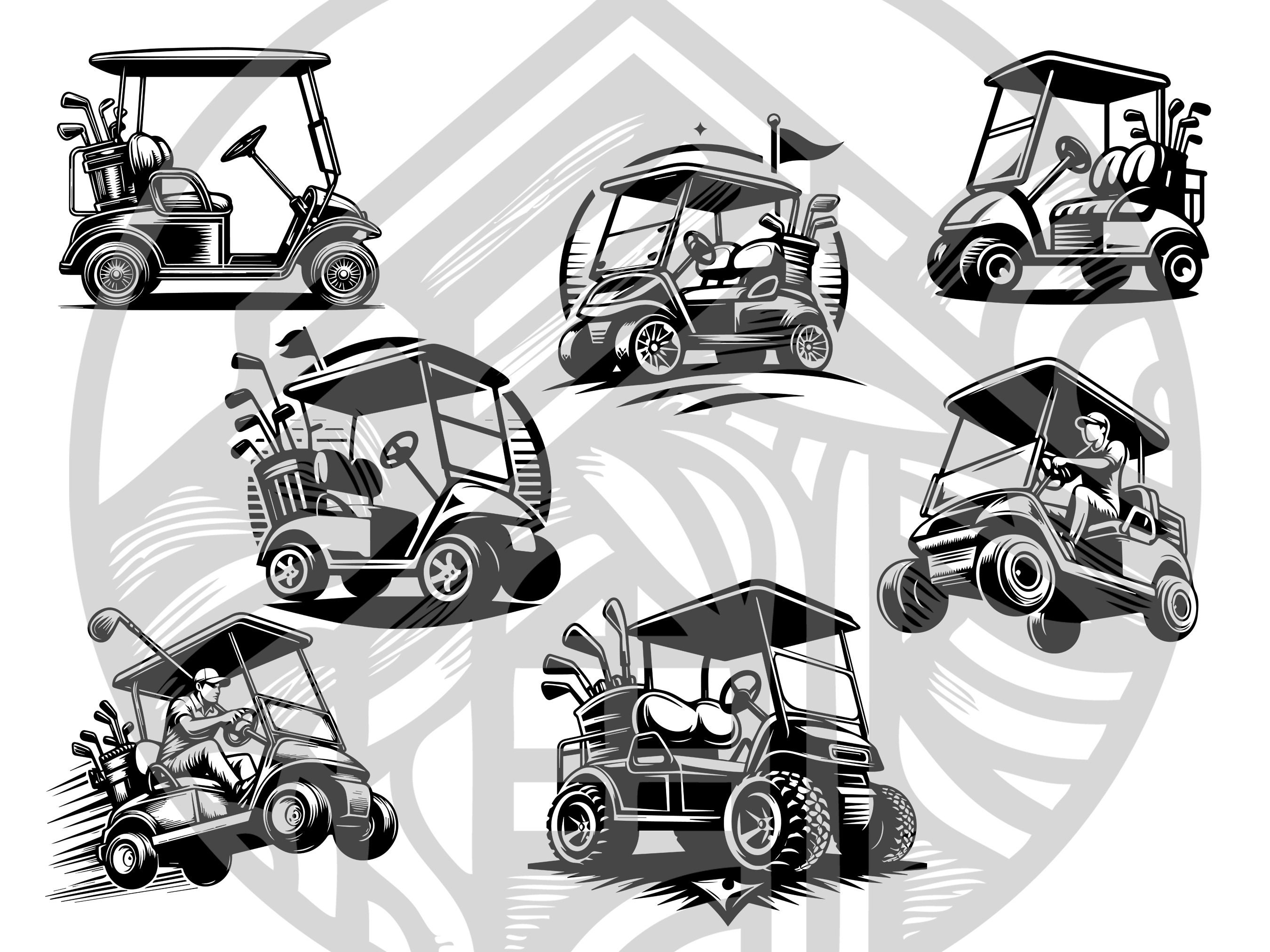 Golf Cart SVG, Golf Cart Clipart Bundle, Golf Cart Png Eps Dxf Svg ...