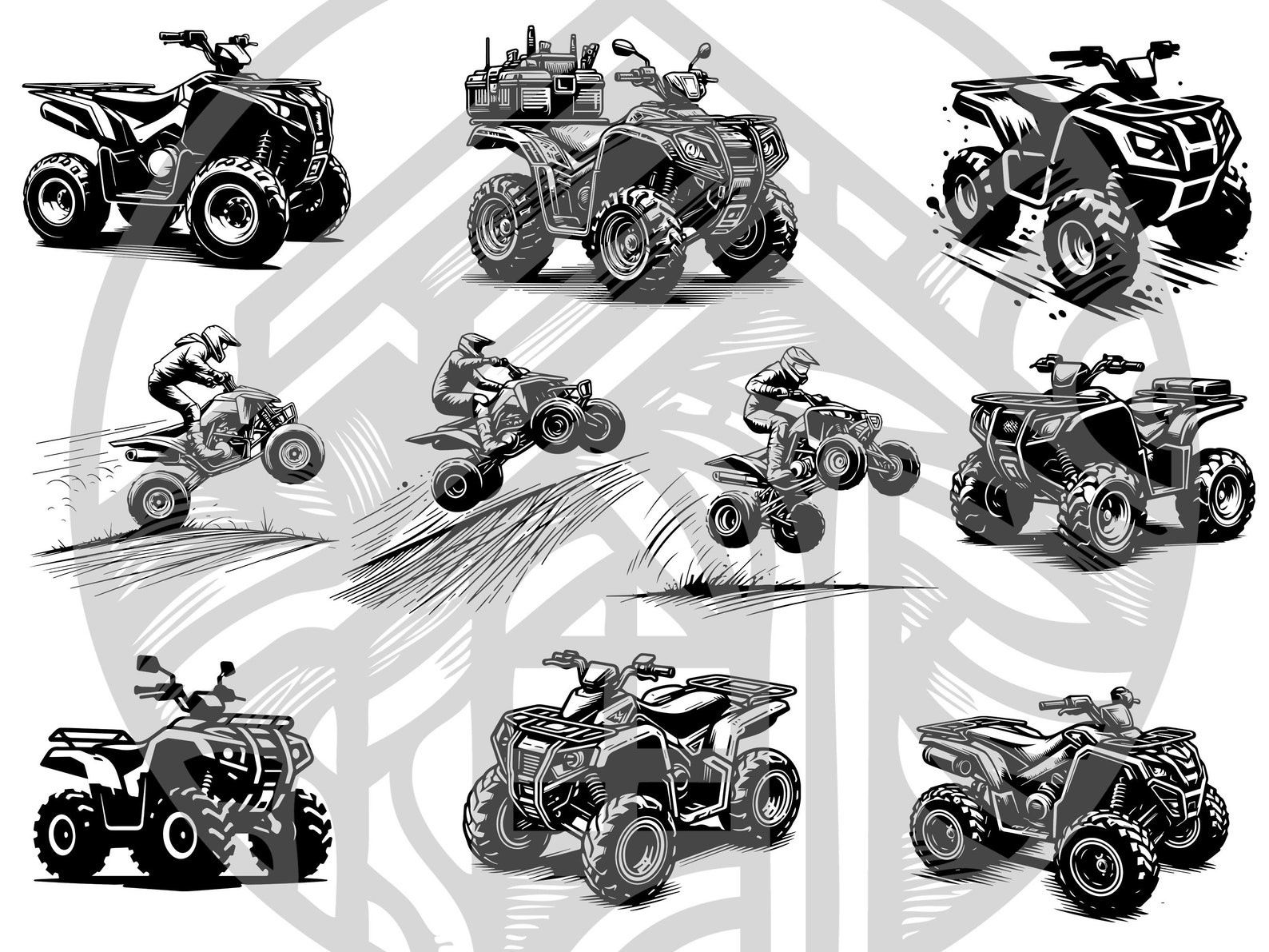 ATV Clipart Bundle, ATV Vector Art, ATV Vehicle Svg, Atv Png, Offroad ...