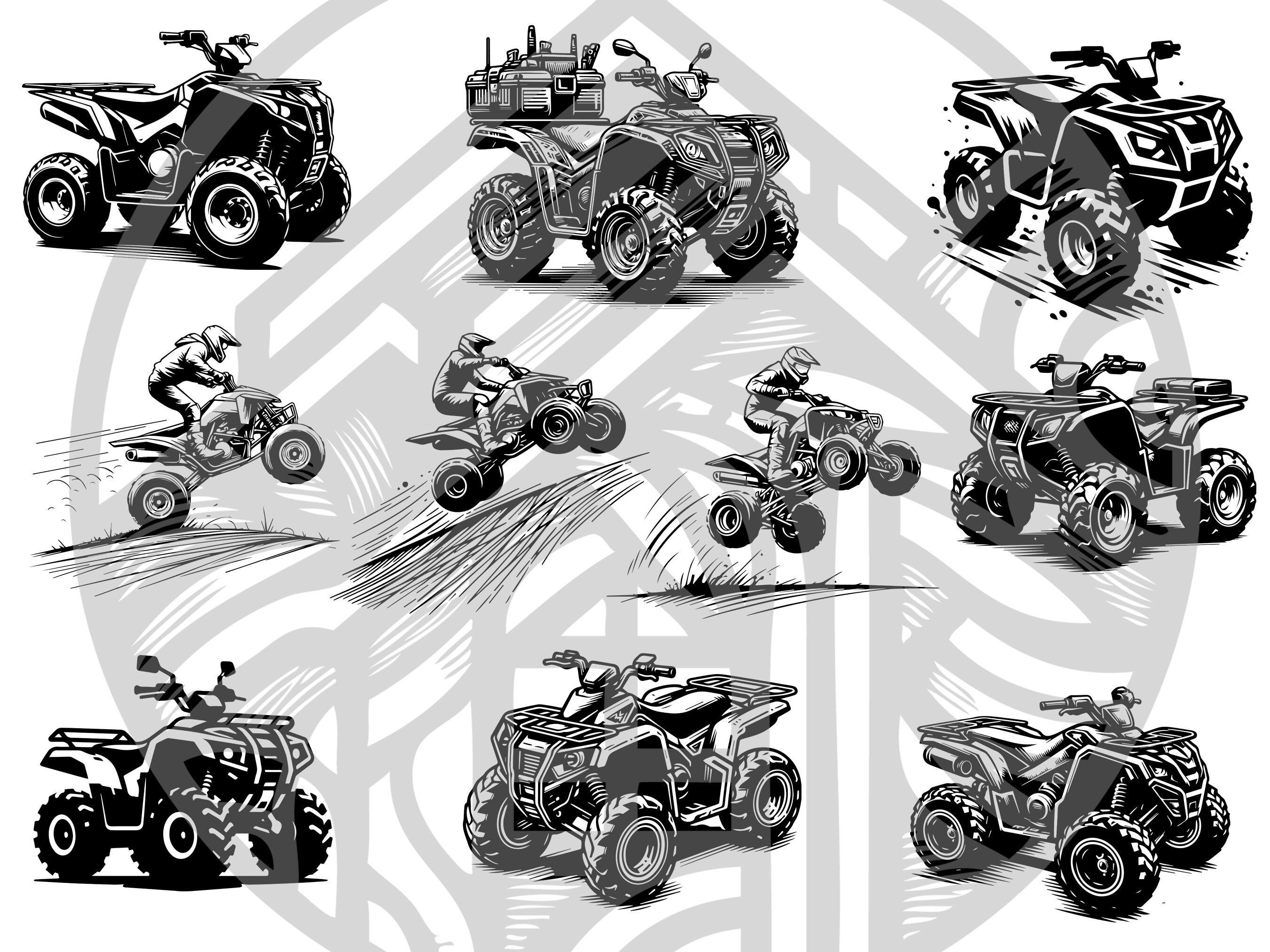 ATV Clipart Bundle, ATV Vector Art, ATV Vehicle Svg, Atv Png, Offroad ...