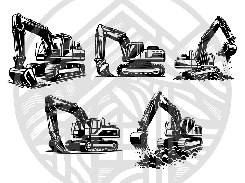 Excavator Clipart Bundle, Excavator SVG, Construction Clipart, Digger ...