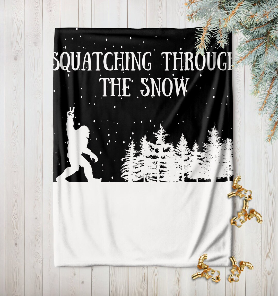 Squatching Through the Snow Christmas Blanket Big Foot Blanket ...