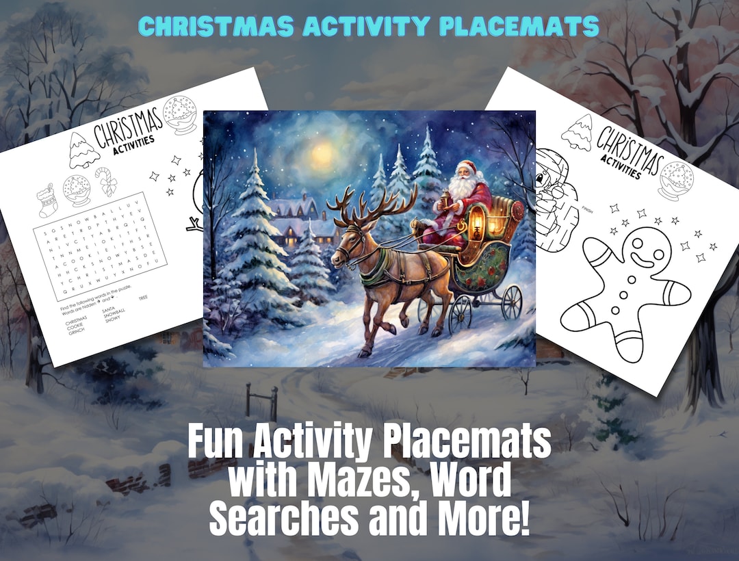 Christmas Activity Placemat Printable Activity Sheets for Christmas ...