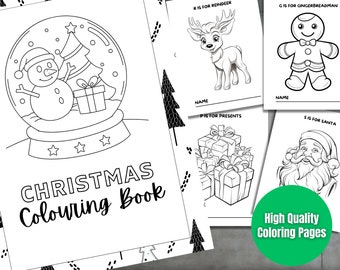Christmas ABC Themed Printable Coloring Book - Etsy