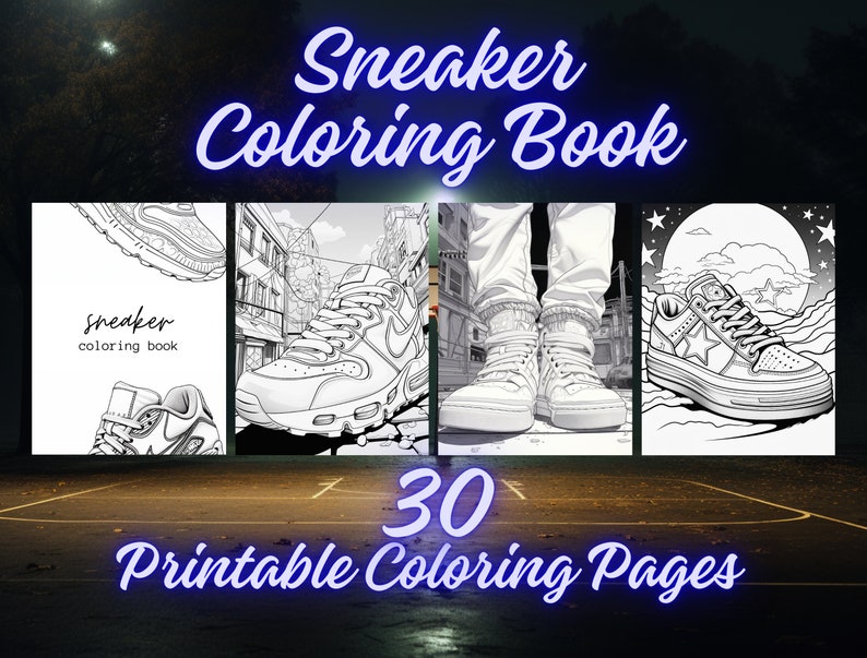 Sneaker Coloring Book, Printable Sneaker Coloring Activity, Shoe Art ...