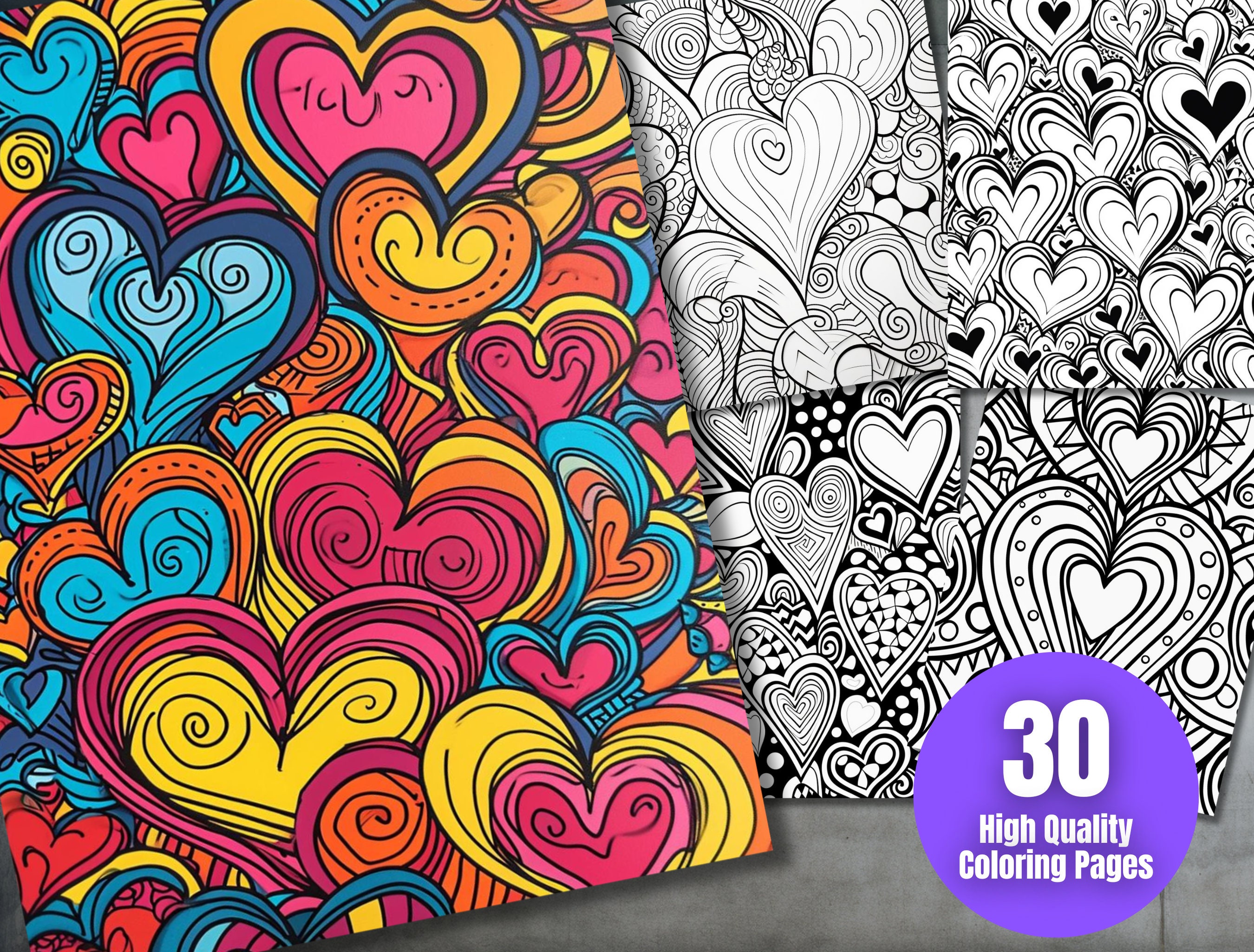 Doodle Coloring Intricate Hearts and Patterns Coloring Pages for Cozy ...