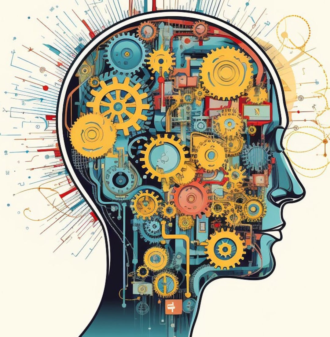 5 Psychology Icons and Badges: Brain Cogs - Etsy