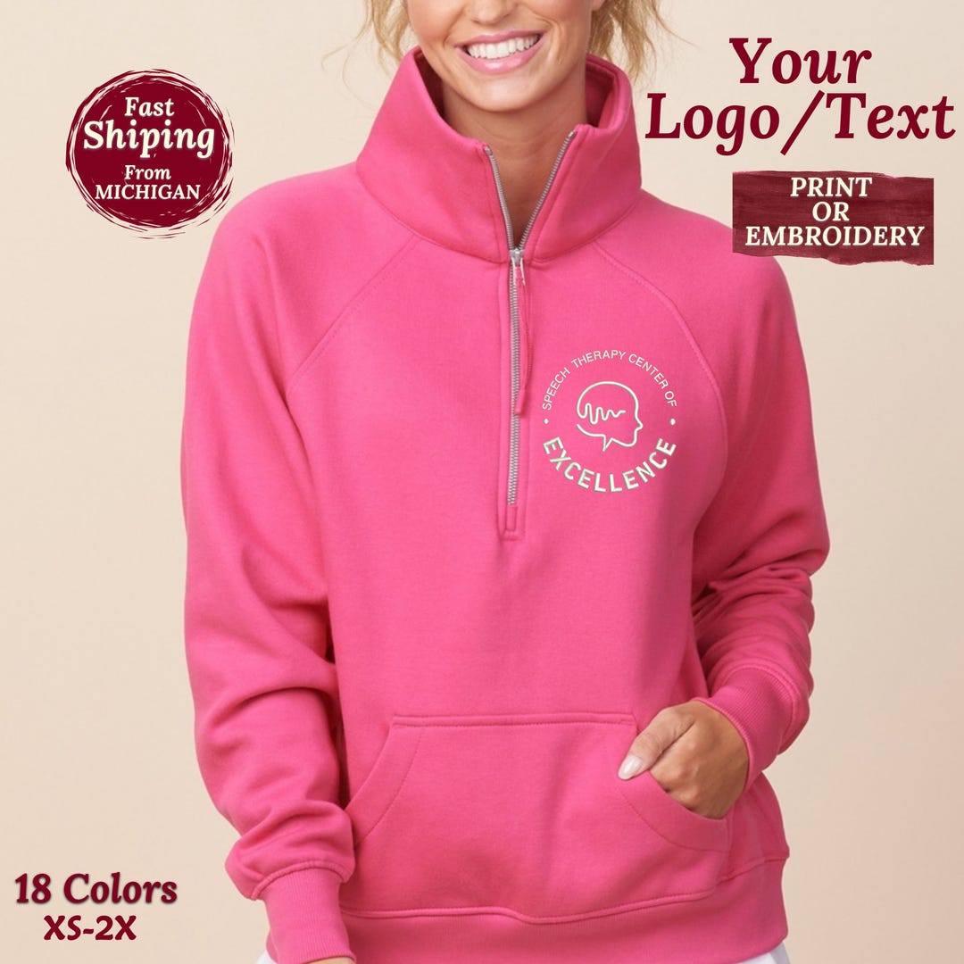 Custom Embroidered Business Logo Zip up Women Sweatshirt With Pocket ...