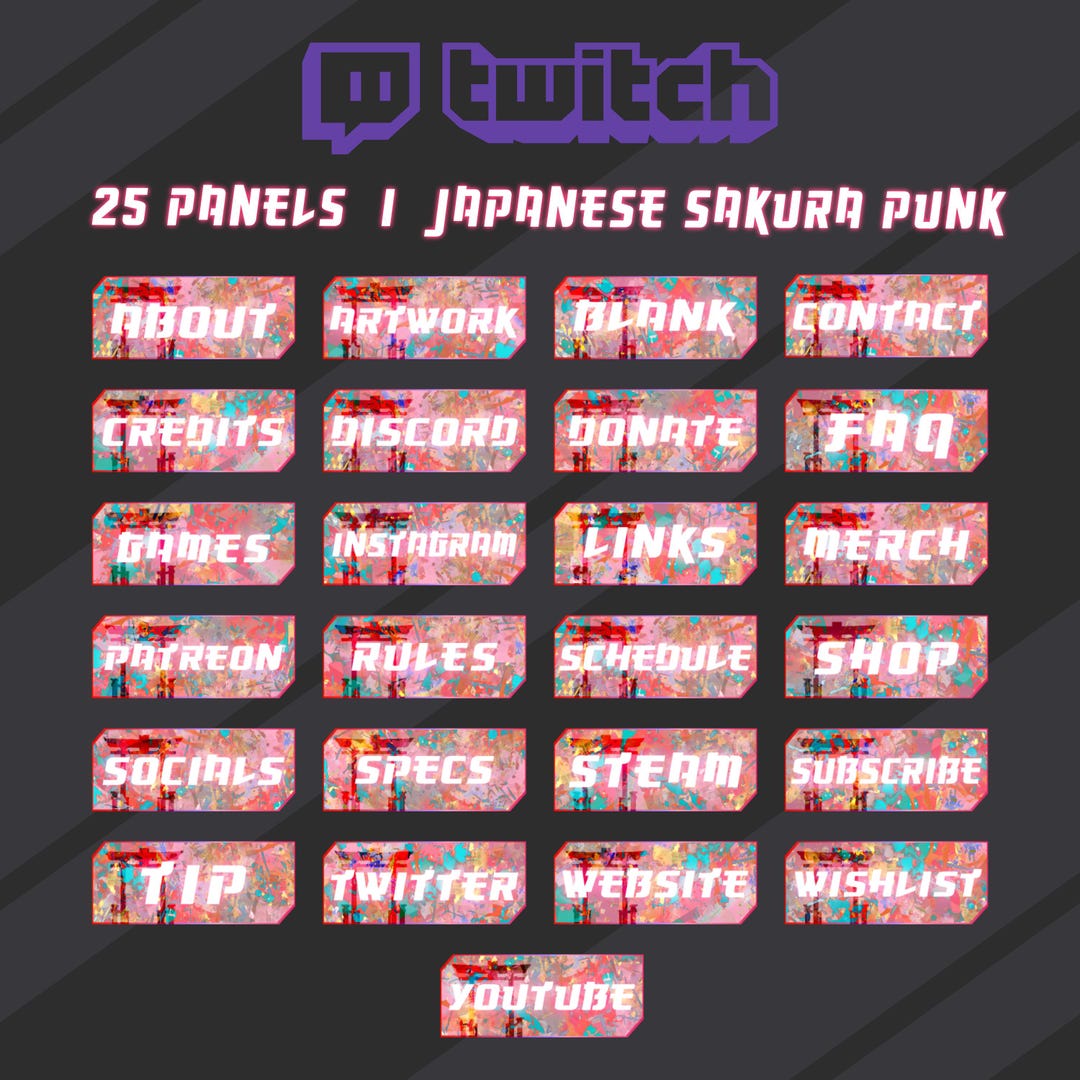 Twitch Panels , Japan Sakura Punk Twitch Panels, Cute Twitch Panels ...
