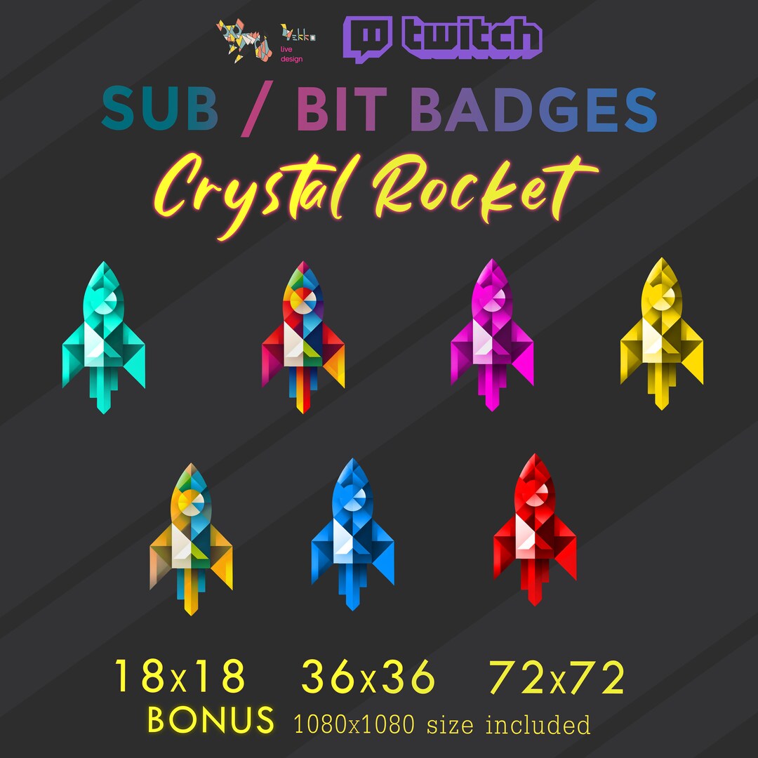 Crystal Rocket Bit Badges Twitch Badges, Twitch Sub Badges, Bit Badges ...