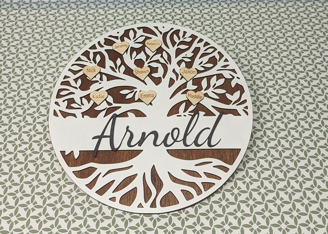 Family Tree Round Sign SVG File Laser Ready - Etsy
