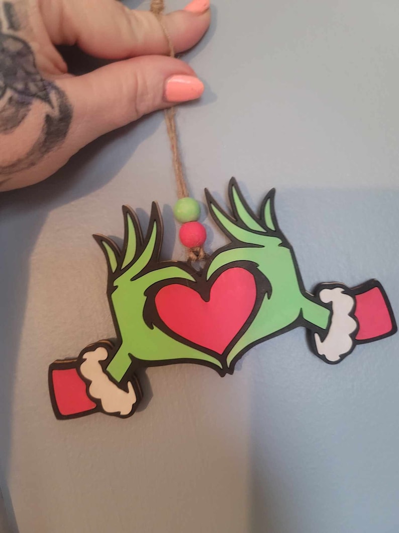 Grinch Themed Hands and Heart Custom Ornament Svg Digital File - Etsy