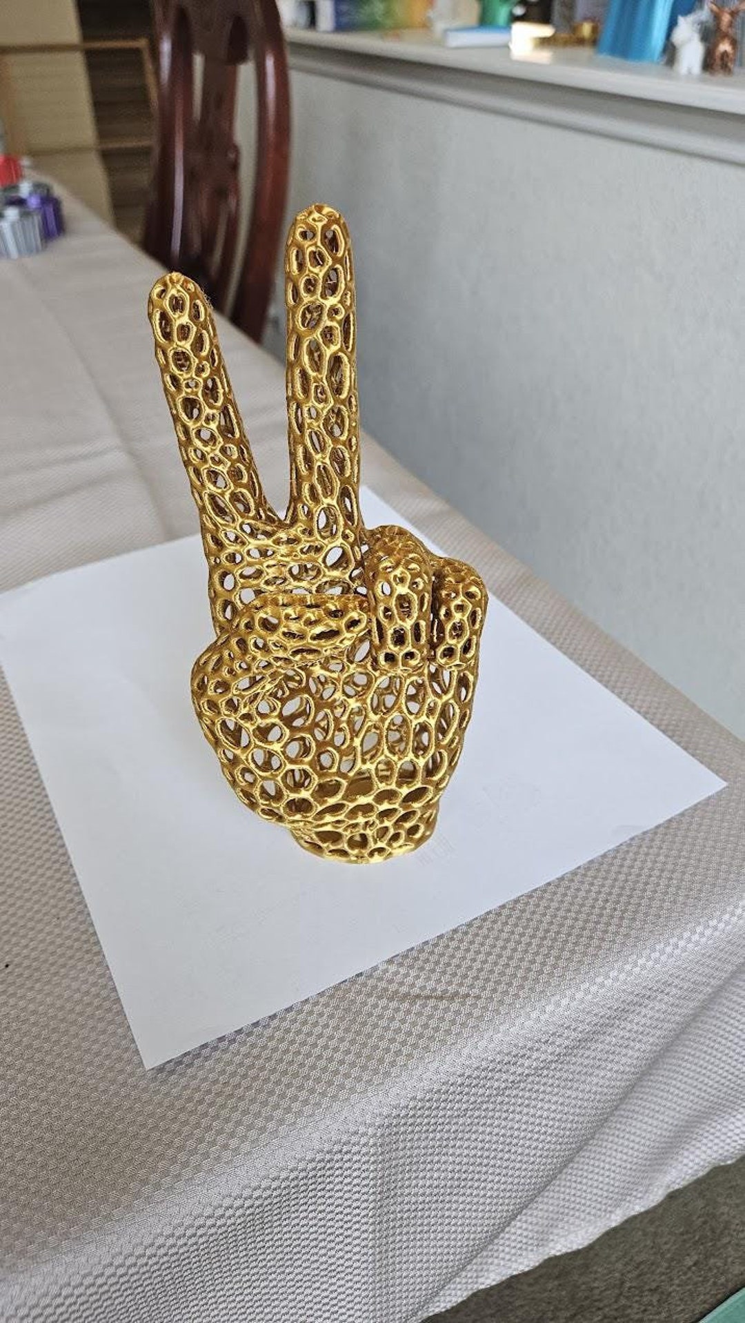 Peace Sign Hand Statue Shimmering Gold Color 7 Inches in Height - Etsy