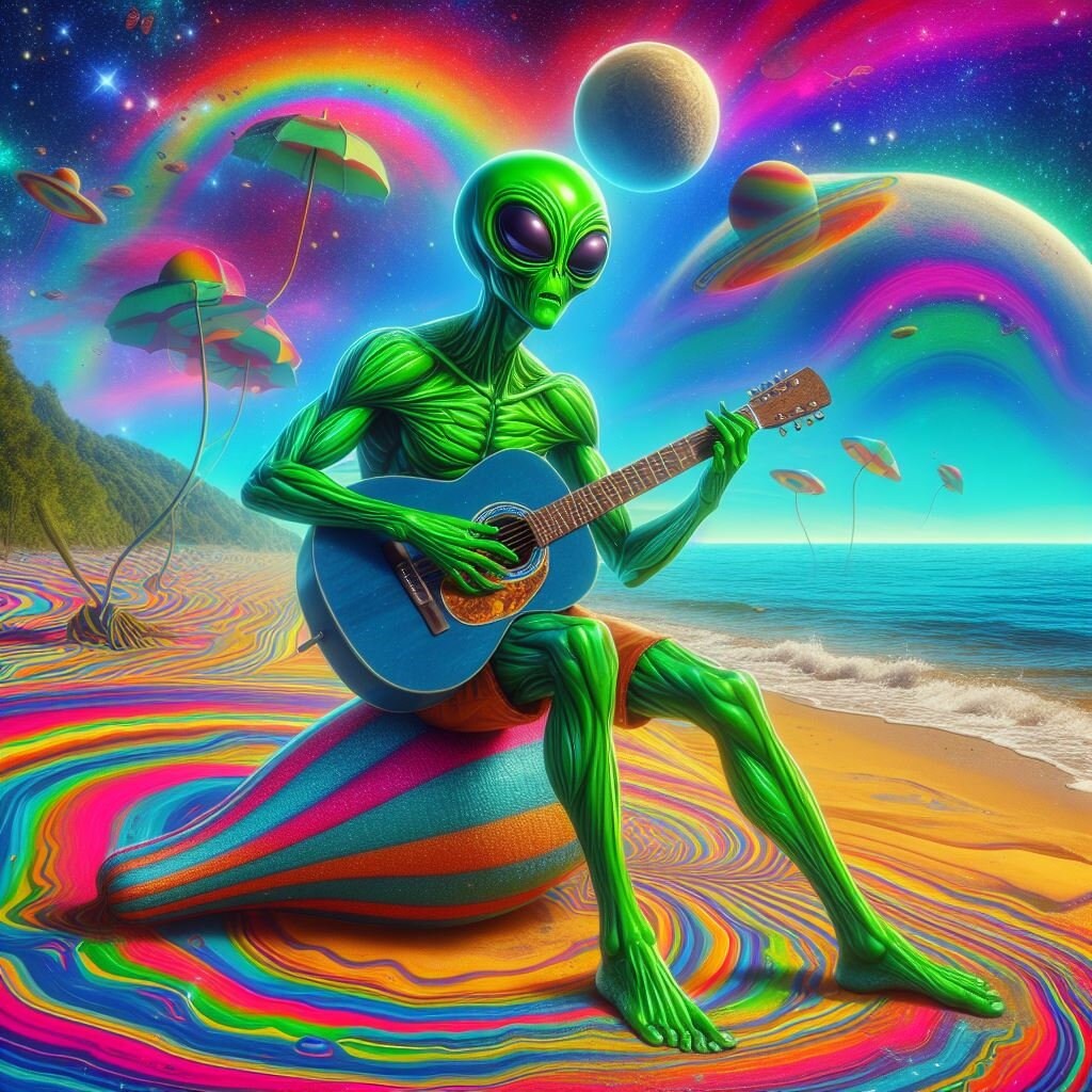 Alien Playing Guitar Sublimation PNG File Instant Digital Download - Etsy