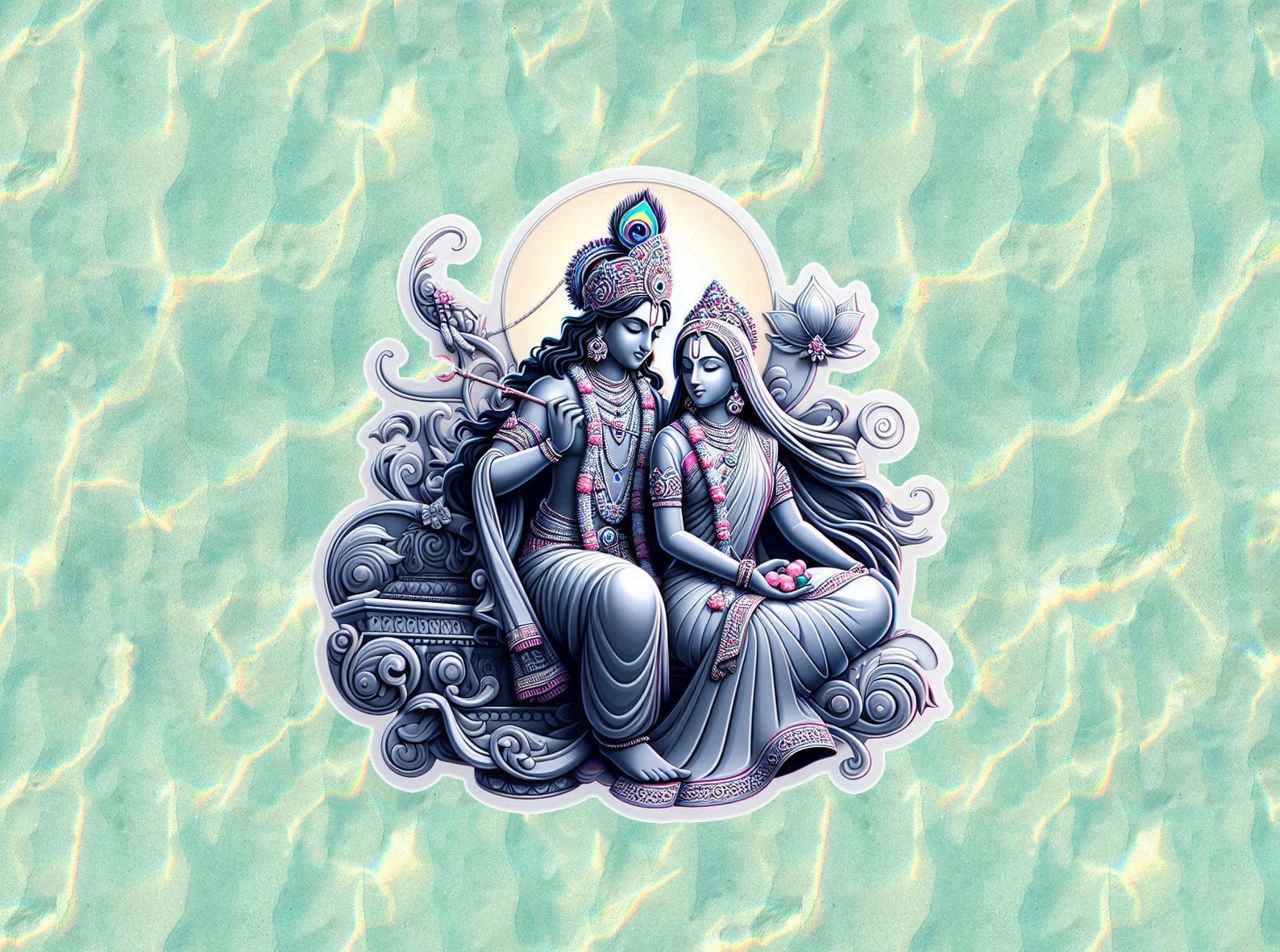Hindu God and Goddess Radha and Krishna Waterproof Vinyl Sticker Decal ...