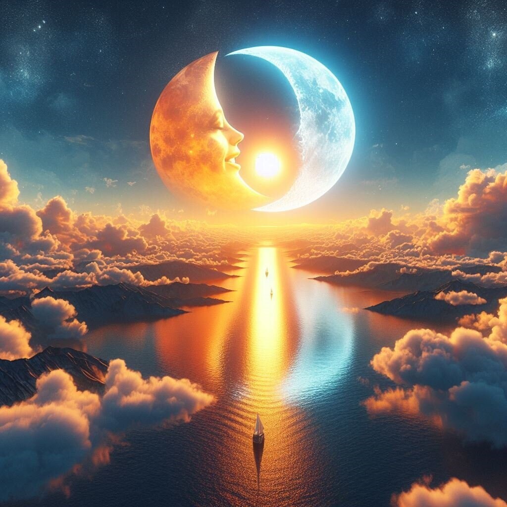 Loving Sun and Moon Eclipse Image Sublimation DTF PNG File Instant ...