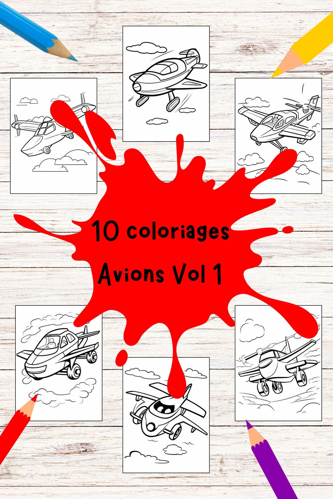 10 Airplane Coloring Pages for Children Vol.1 to Print - Etsy