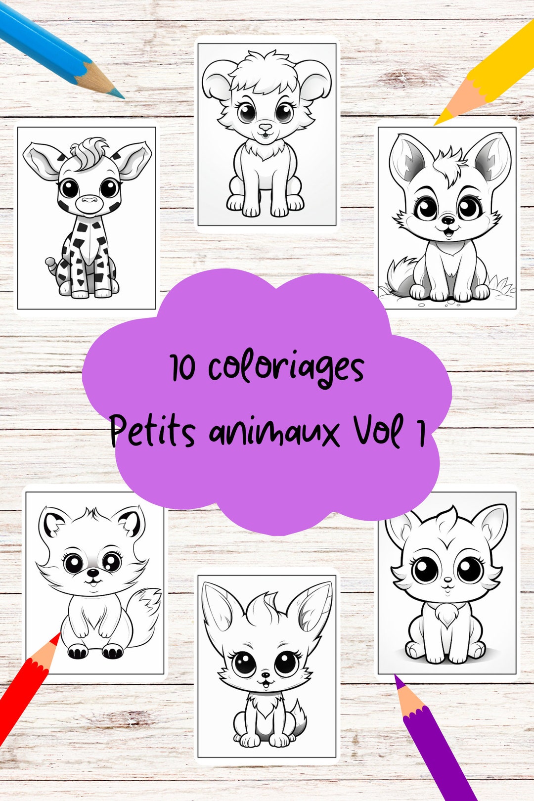 10 Small Animal Coloring Pages for Children Vol.1 to Print - Etsy