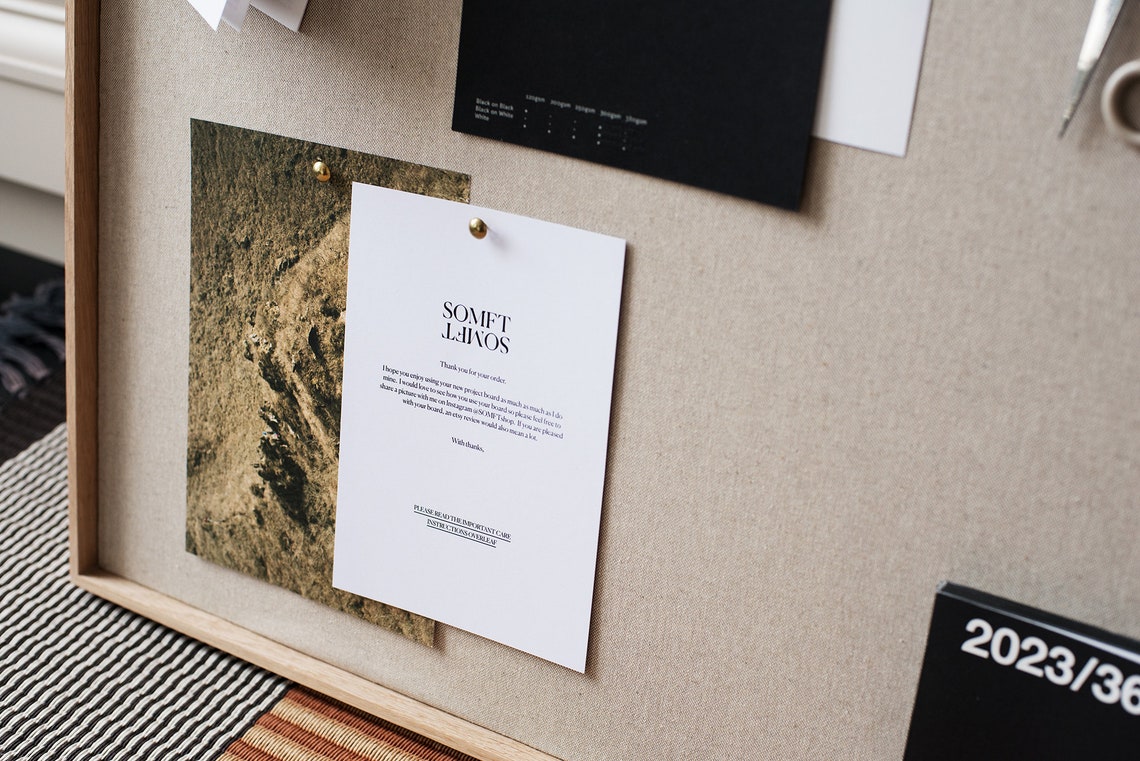 Large Framed Fabric Cork Pin Board for Inspiration & Creative Projects ...