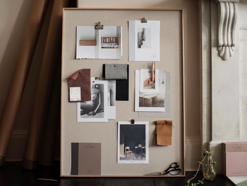 Large Framed Fabric Cork Pin Board for Inspiration & Creative Projects ...
