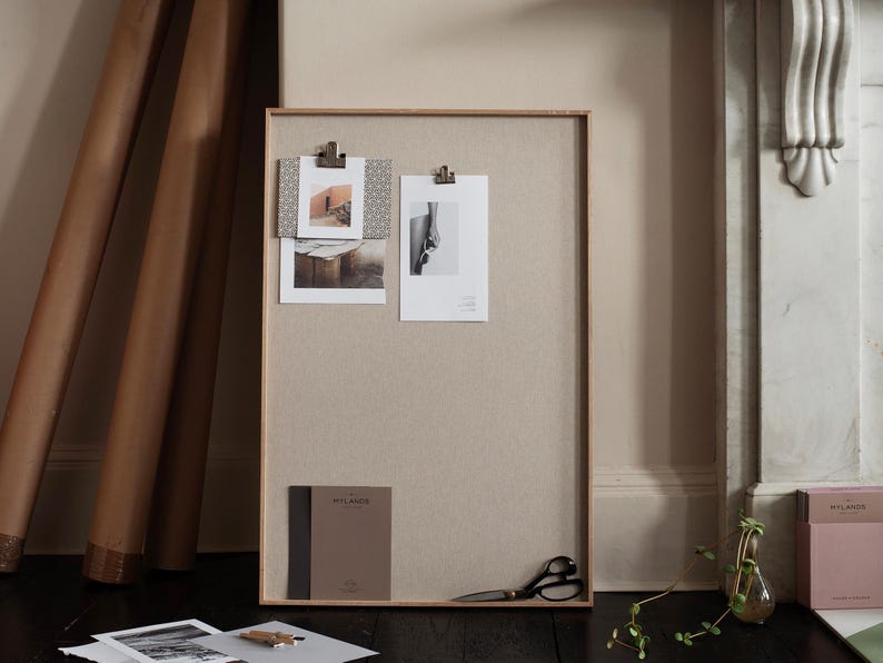Large Framed Fabric Cork Pin Board for Inspiration & Creative Projects ...